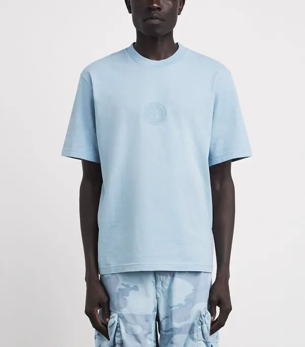 Stone Island Oversized Flocked Compass T-shirt - Blue