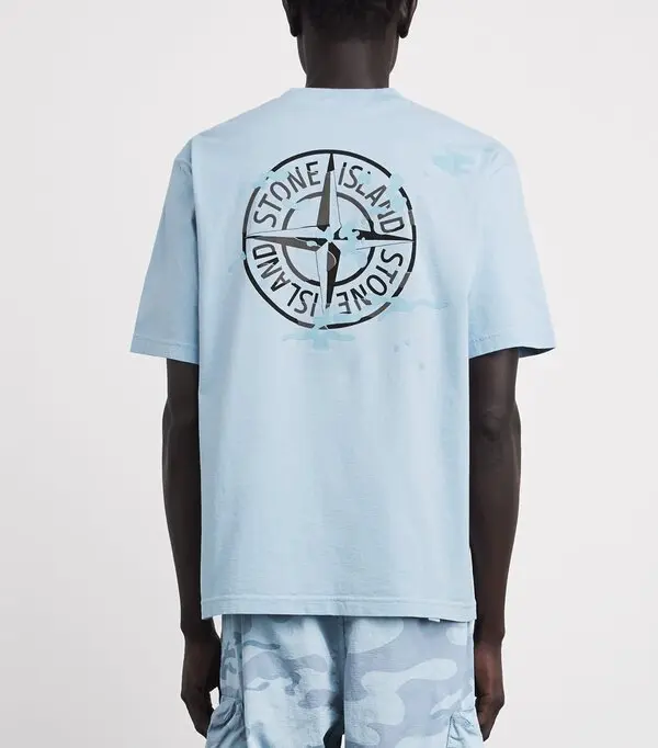 Stone Island Oversized Flocked Compass T-shirt - Blue