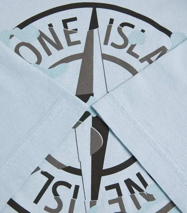 Stone Island Oversized Flocked Compass T-shirt - Blue