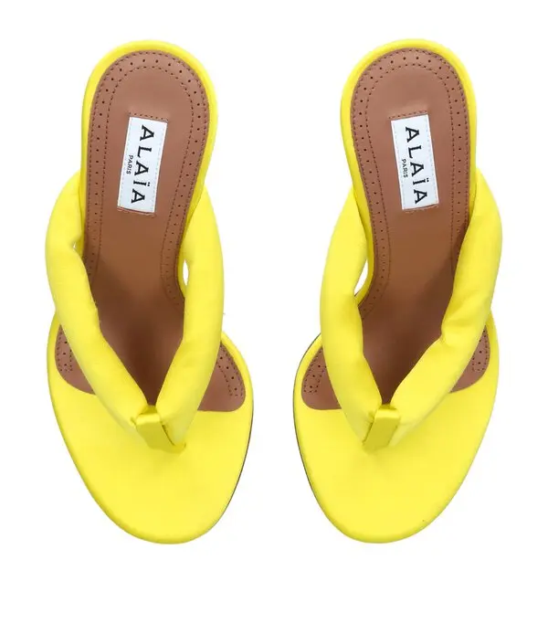 Alaïa Satin Thong Heeled Sandals - Yellow