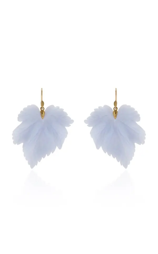 Annette Ferdinandsen Lace Agate Fancy Leaf Earrings - Blue