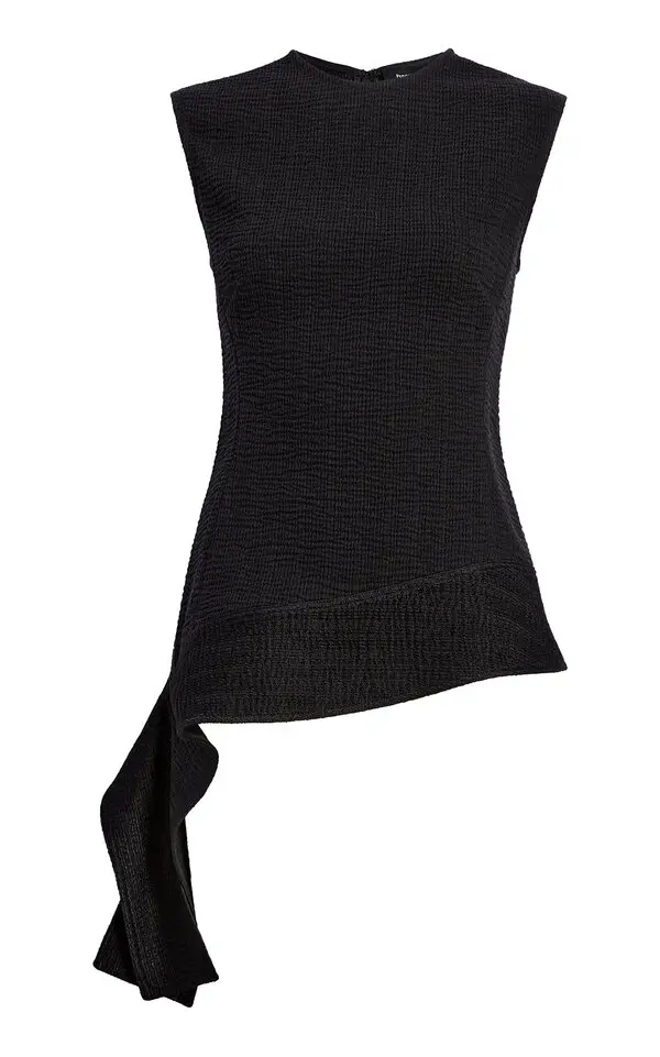 Proenza Schouler Lorna Cotton-blend Striated Suiting Top - Black