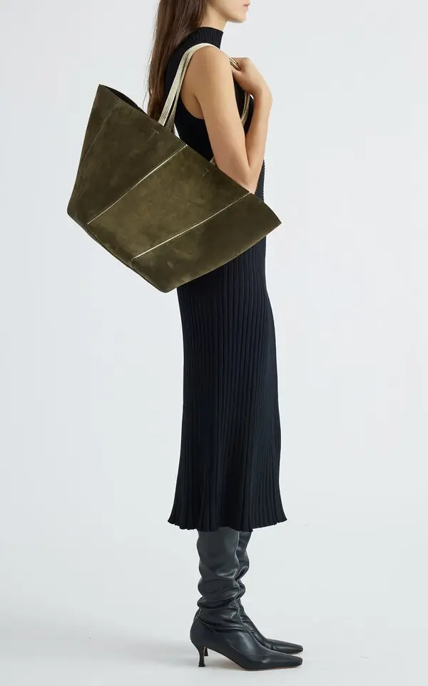 Proenza Schouler Soft Suede And Printed Ayers Hex Tote