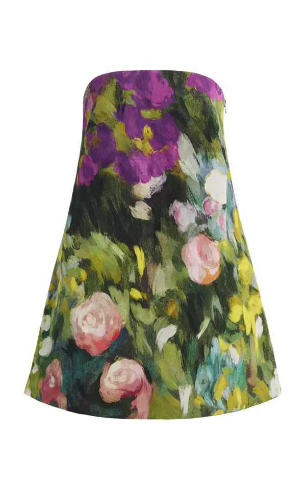 Oscar De La Renta Strapless Print Shift Dress - Floral
