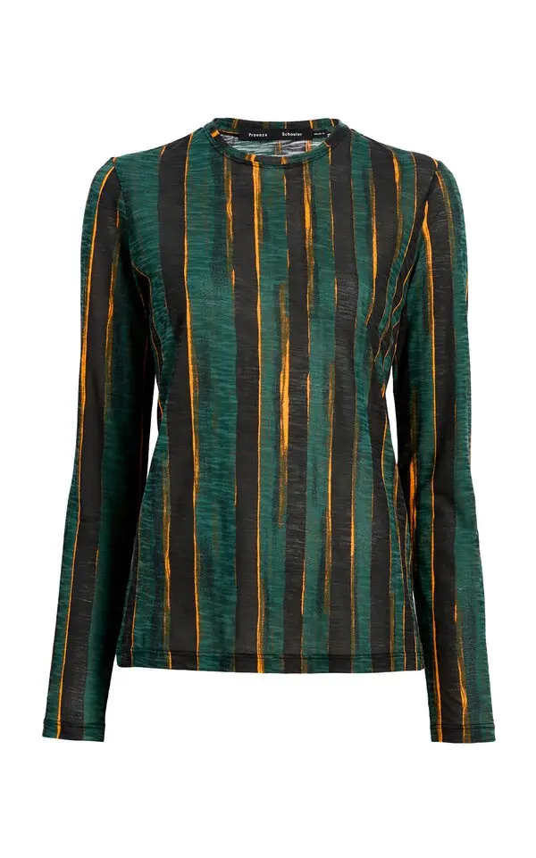 Proenza Schouler Mia Printed Cotton Tissue Jersey Top