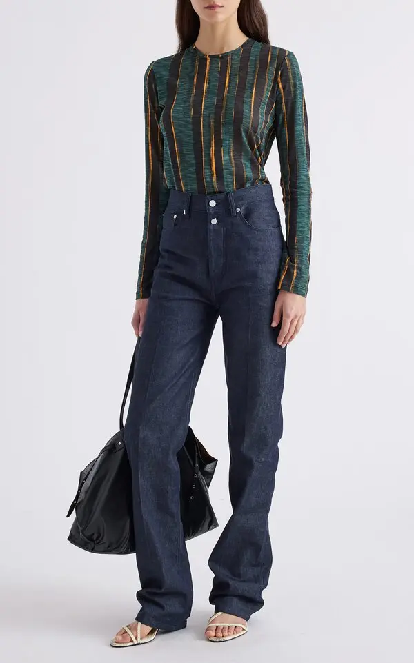 Proenza Schouler Mia Printed Cotton Tissue Jersey Top