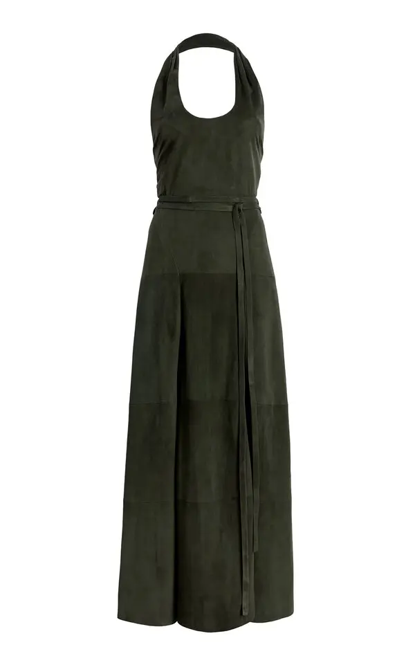 Proenza Schouler Riley Suede Maxi Dress - Olive