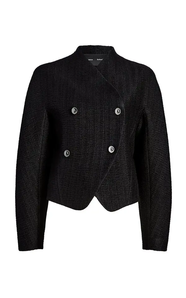 Proenza Schouler Lorna Cotton-blend Striated Suiting Jacket - Black