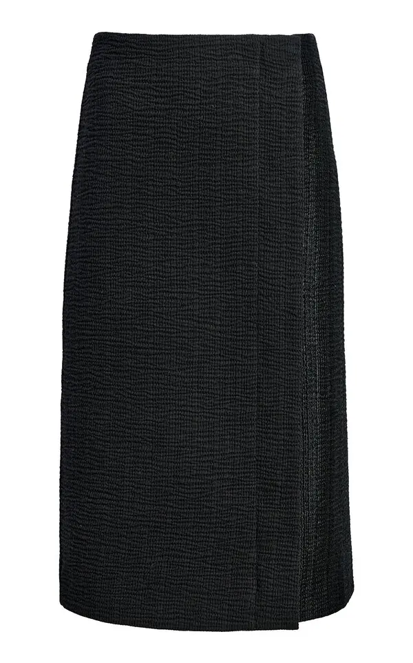Proenza Schouler Lorna Cotton-blend Striated Suiting Midi Skirt - Black