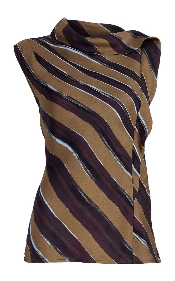 Proenza Schouler Gwen Printed Crepe Twill Top - Stripe
