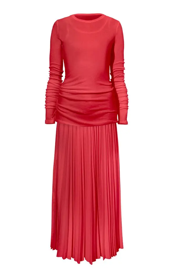 Proenza Schouler Rina Sheer Jersey Dress - Red