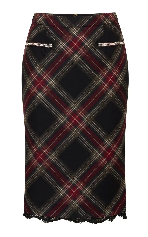 LoveShackFancy Arlisa Tartan Wool-blend Suiting Midi Skirt - Plaid