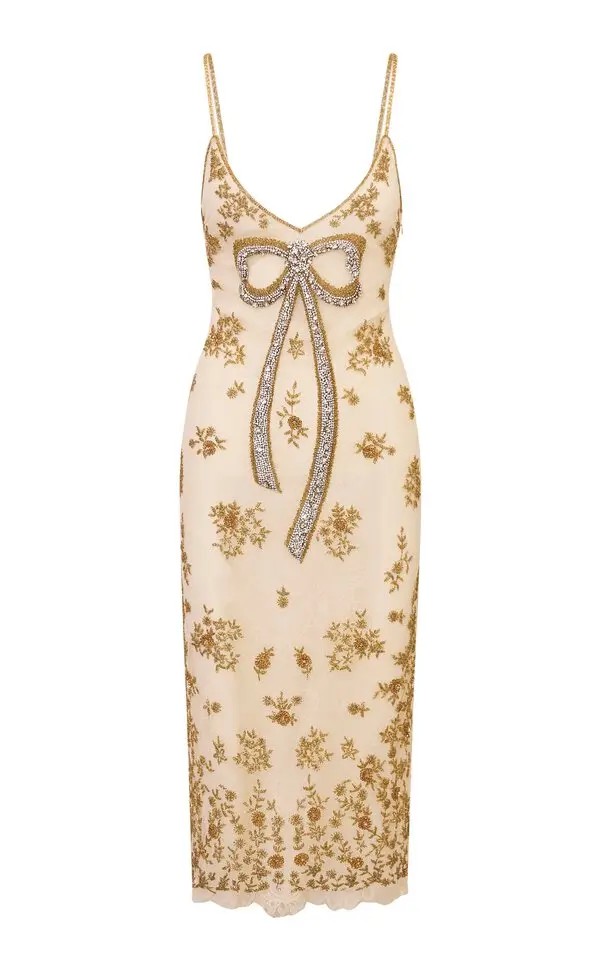LoveShackFancy Davelle Bow-detailed Lace Maxi Dress
