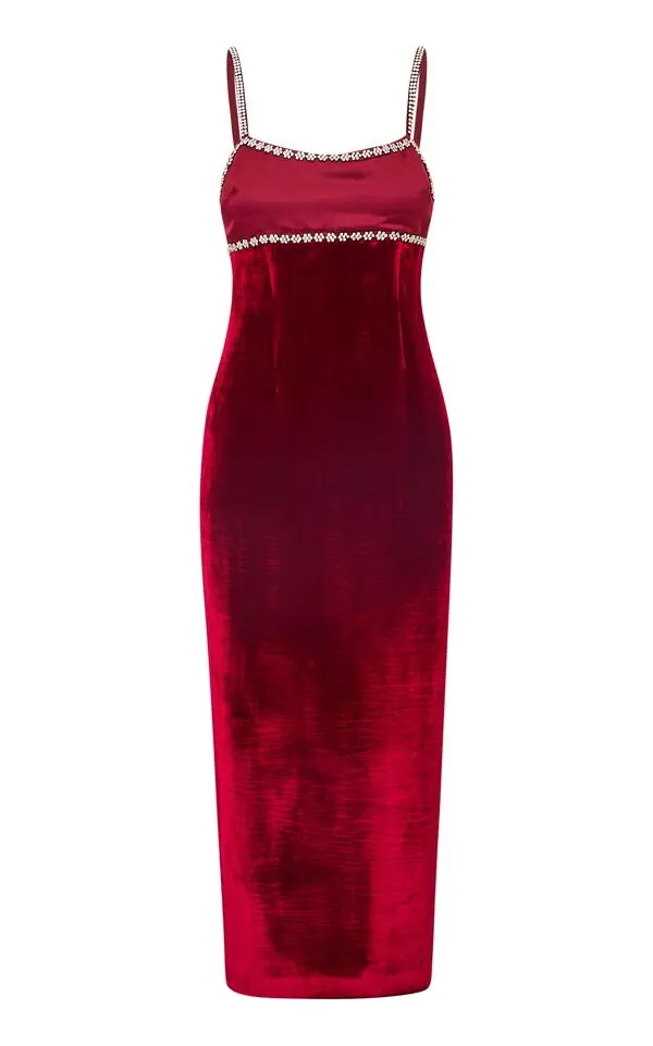 LoveShackFancy Audraline Crystal Velvet Maxi Dress