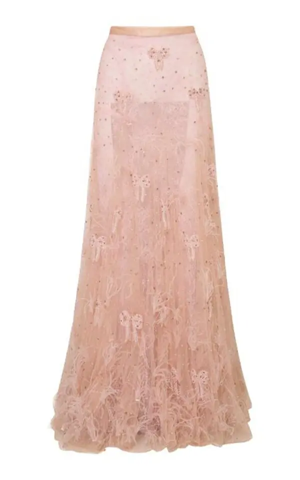 LoveShackFancy Ronnie Pearl-embellished Maxi Skirt