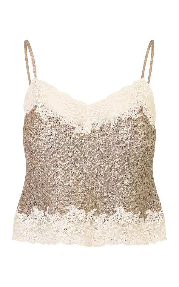 LoveShackFancy Josephina Pointelle-knit Cotton Tank Top - Silver