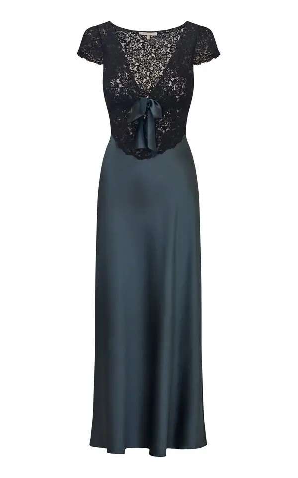 LoveShackFancy Vitto Lace And Charmeuse Maxi Dress - Green