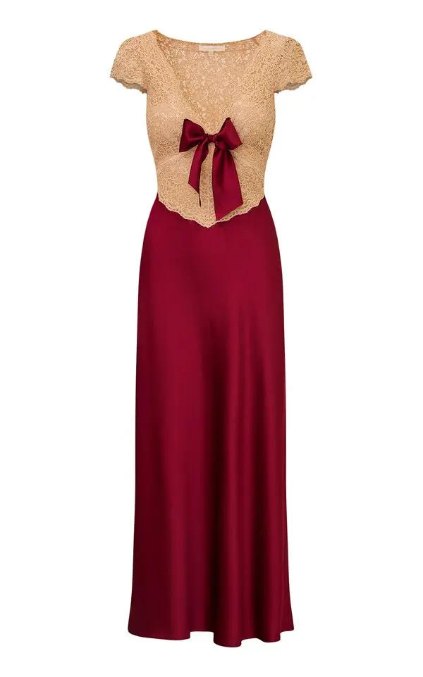 LoveShackFancy Vitto Lace And Charmeuse Maxi Dress - Red