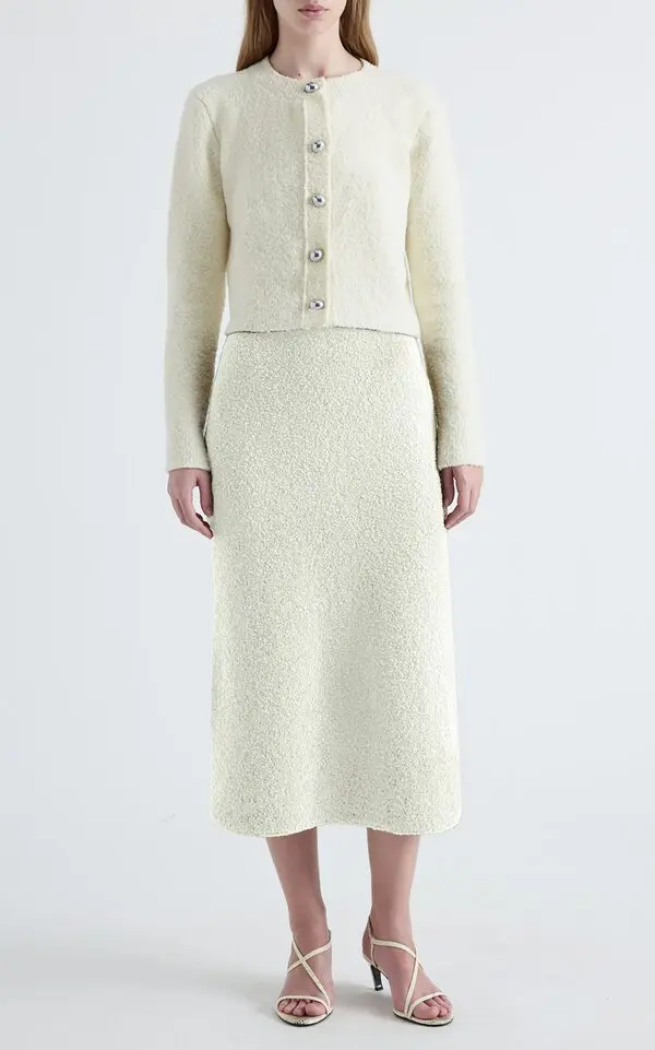 Proenza Schouler Frida Wool Boucle Cardigan - Ivory