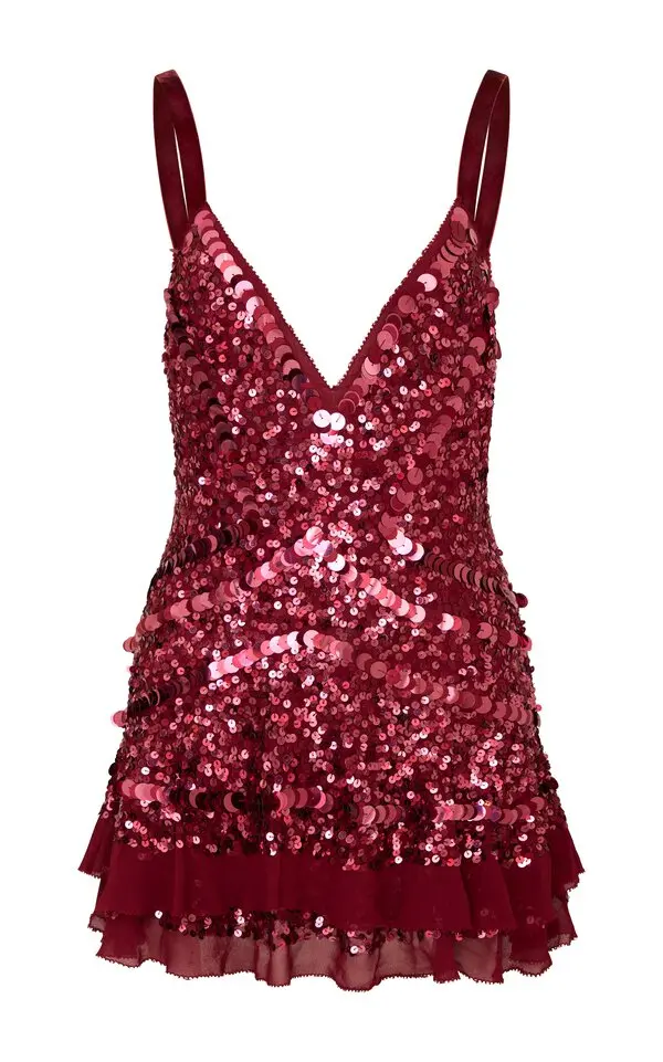 LoveShackFancy Esper Sequin And Lace Mini Dress