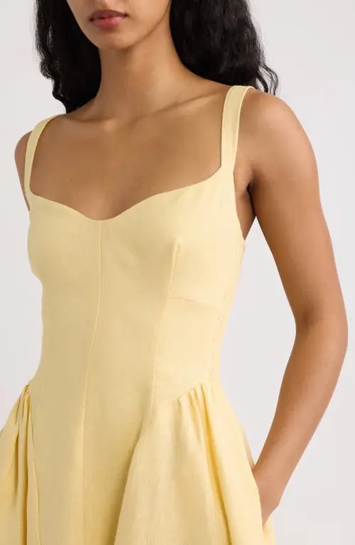 REFORMATION Birdie Fit & Flare Linen Midi Dress - Ray Of Light