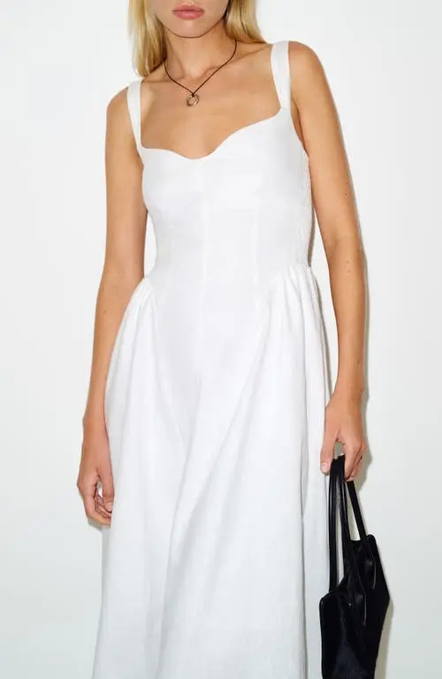 REFORMATION Birdie Fit & Flare Linen Midi Dress