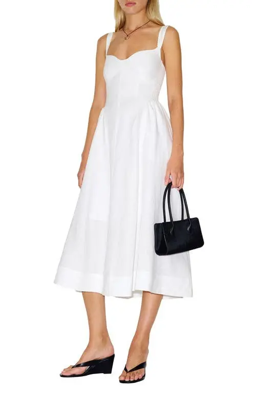 REFORMATION Birdie Fit & Flare Linen Midi Dress - White