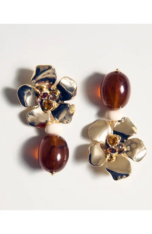 Mango Floral Drop Earrings With Jewel Accents