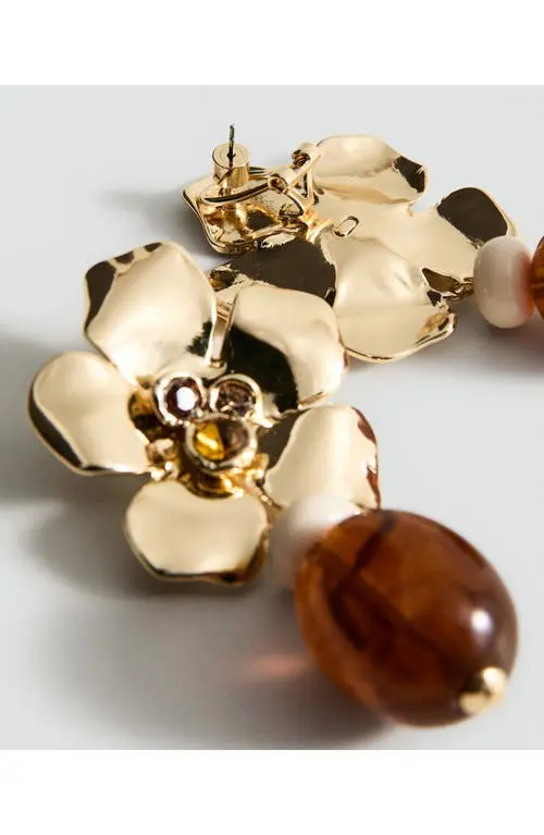 Mango Floral Drop Earrings With Jewel Accents