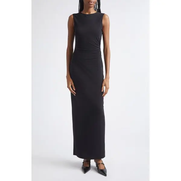 Emporio Armani Side Ruched Jersey Maxi Dress