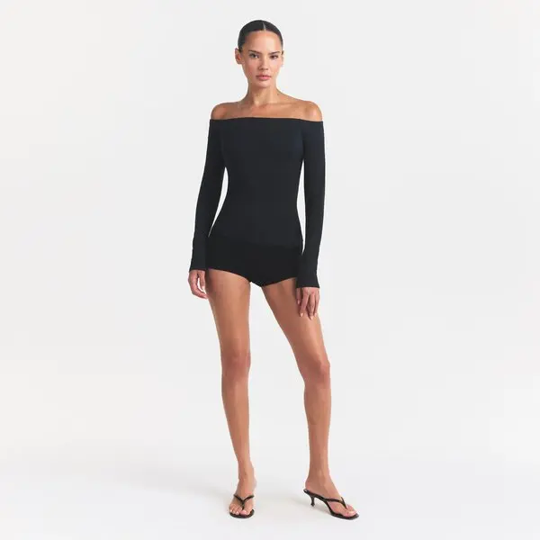 SKIMS Off The Shoulder Top | Black | | Smooth Layers - Obsidian