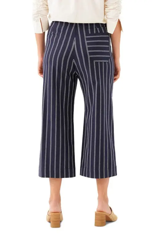 Karen Kane Stripe Cotton Blend Crop Wide Leg Pants