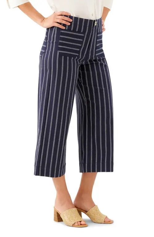 Karen Kane Stripe Cotton Blend Crop Wide Leg Pants