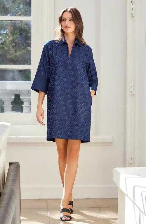 Karen Kane Embellished Stretch Cotton Shift Dress