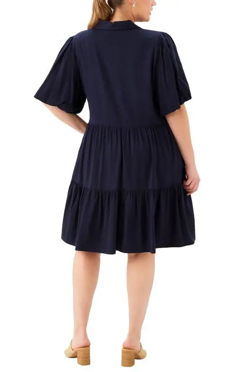 Karen Kane Tiered Puff Sleeve Shirtdress