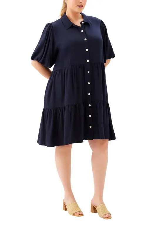 Karen Kane Tiered Puff Sleeve Shirtdress