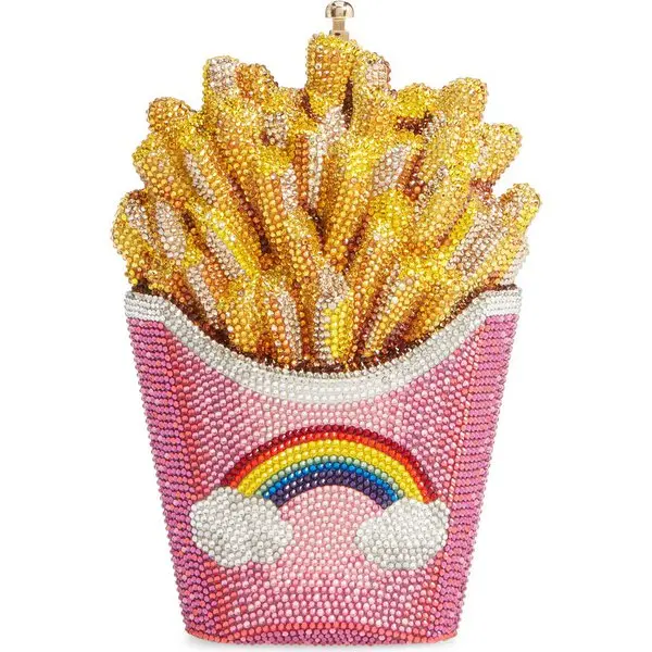 Judith Leiber Rainbow Fries Crystal Embellished Clutch - Pink Multi