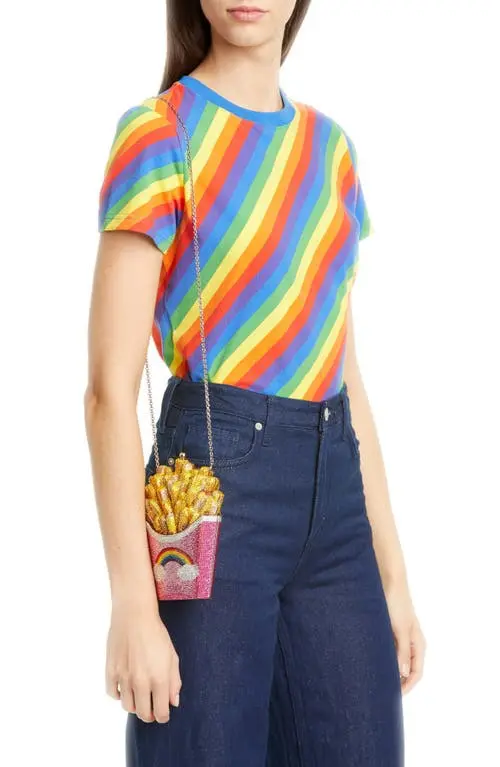 Judith Leiber Rainbow Fries Crystal Embellished Clutch