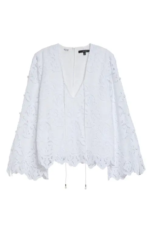 TOCCIN Halina Cutwork Cotton Top With Scalloped Trim - Optic
