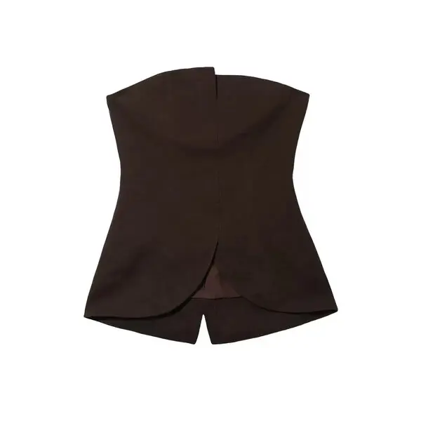 MUTE BY JL Linen Blend Strapless Top Brownie - Brown