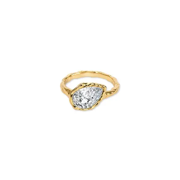 AARIA LONDON Pear Shape Molten Ring Moissanite