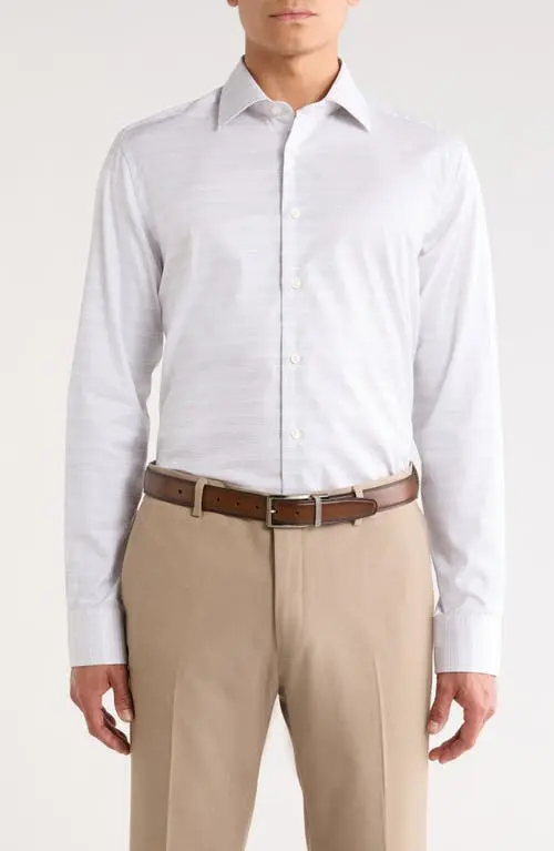 JACK VICTOR Plaid Cotton Dress Shirt - Taupe