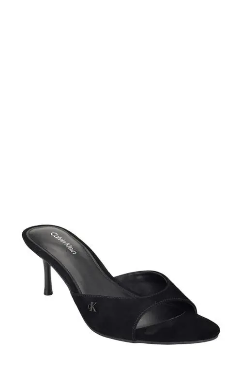 Calvin Klein Vixie Suede Slide Sandal - Black
