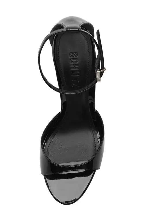 Schutz Scarlett Wedge Ankle Strap Sandal - Black