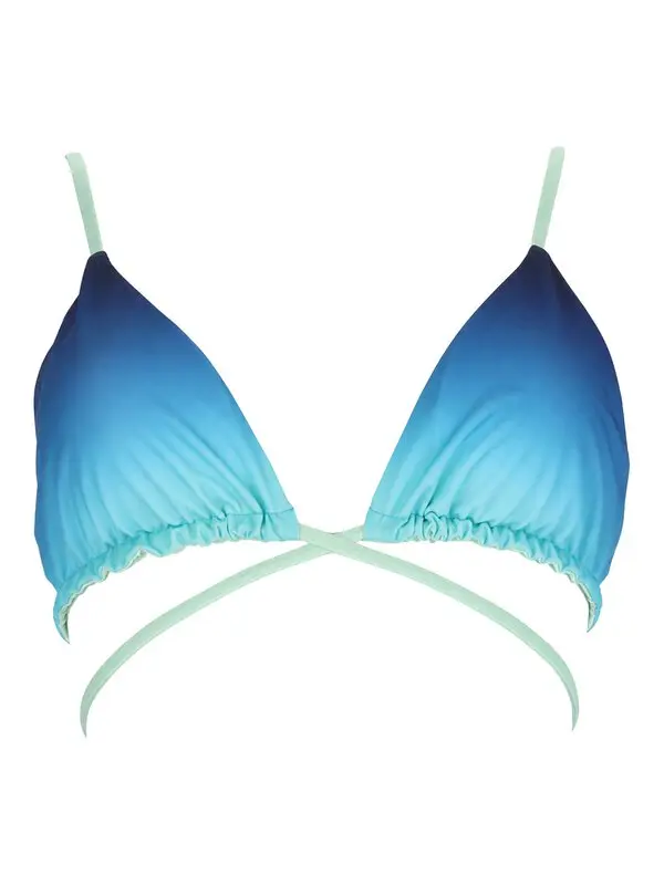 Casablanca Bikini Top With Gradient Print And Embellishments - Azure