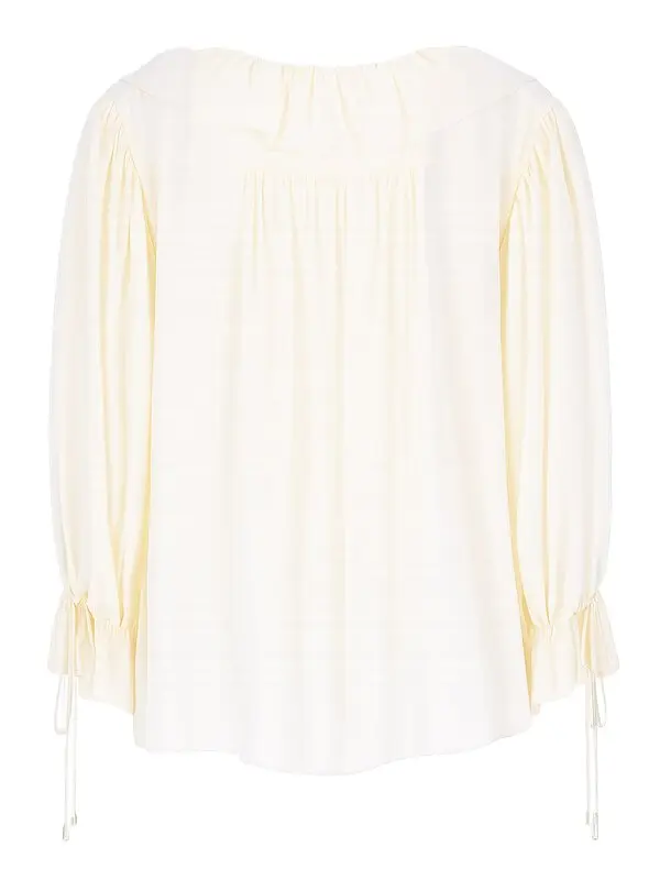 Chloé Top Con Volant E Scollo A V In Crêpe De Chine