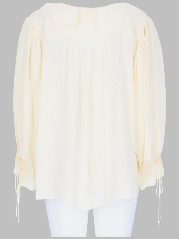 Chloé Crêpe De Chine V-neck Ruffle Top