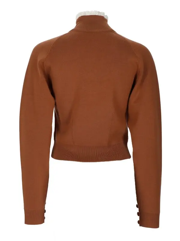 Chloé Pullover A Collo Alto In Maglia Di Lana E Pizzo