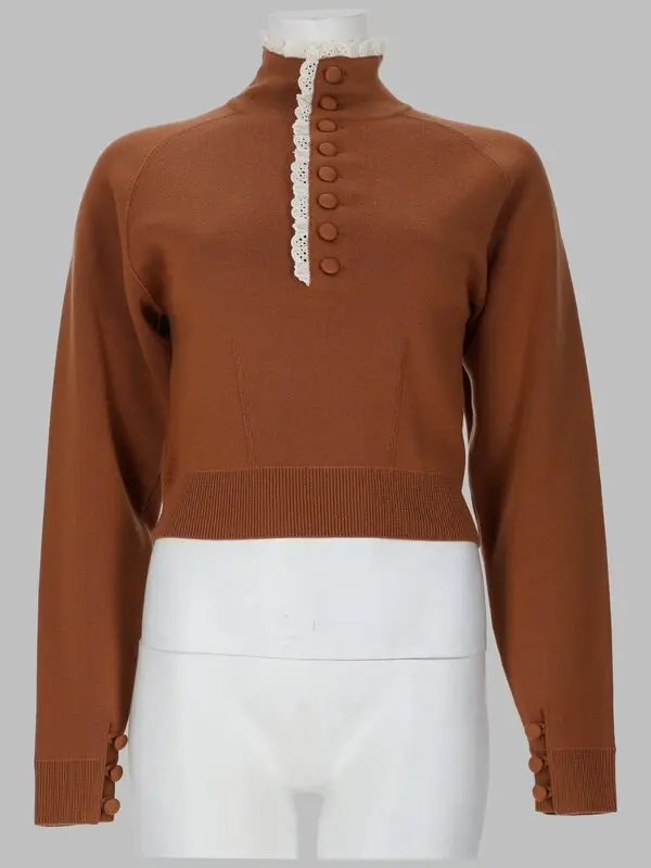 Chloé High Neck Wool And Lace Pullover
