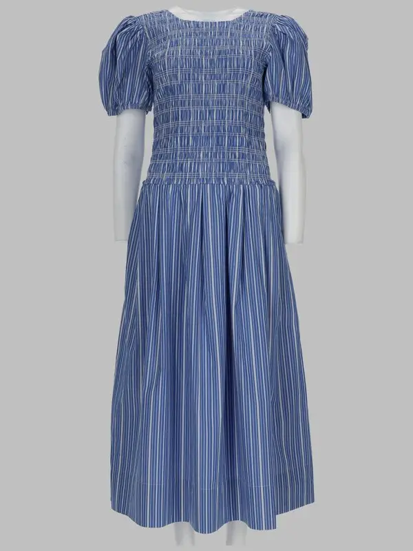 GANNI Striped Cotton Dress